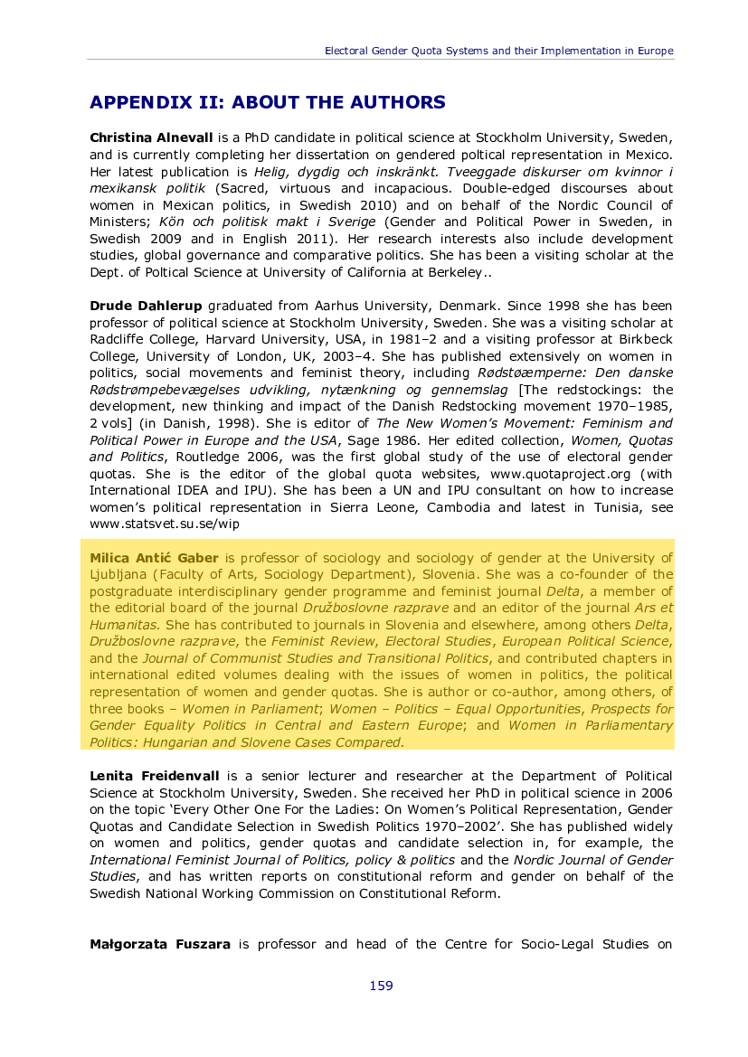 Electoral Gender Quota Systems and their Implementation in Europe - Overton