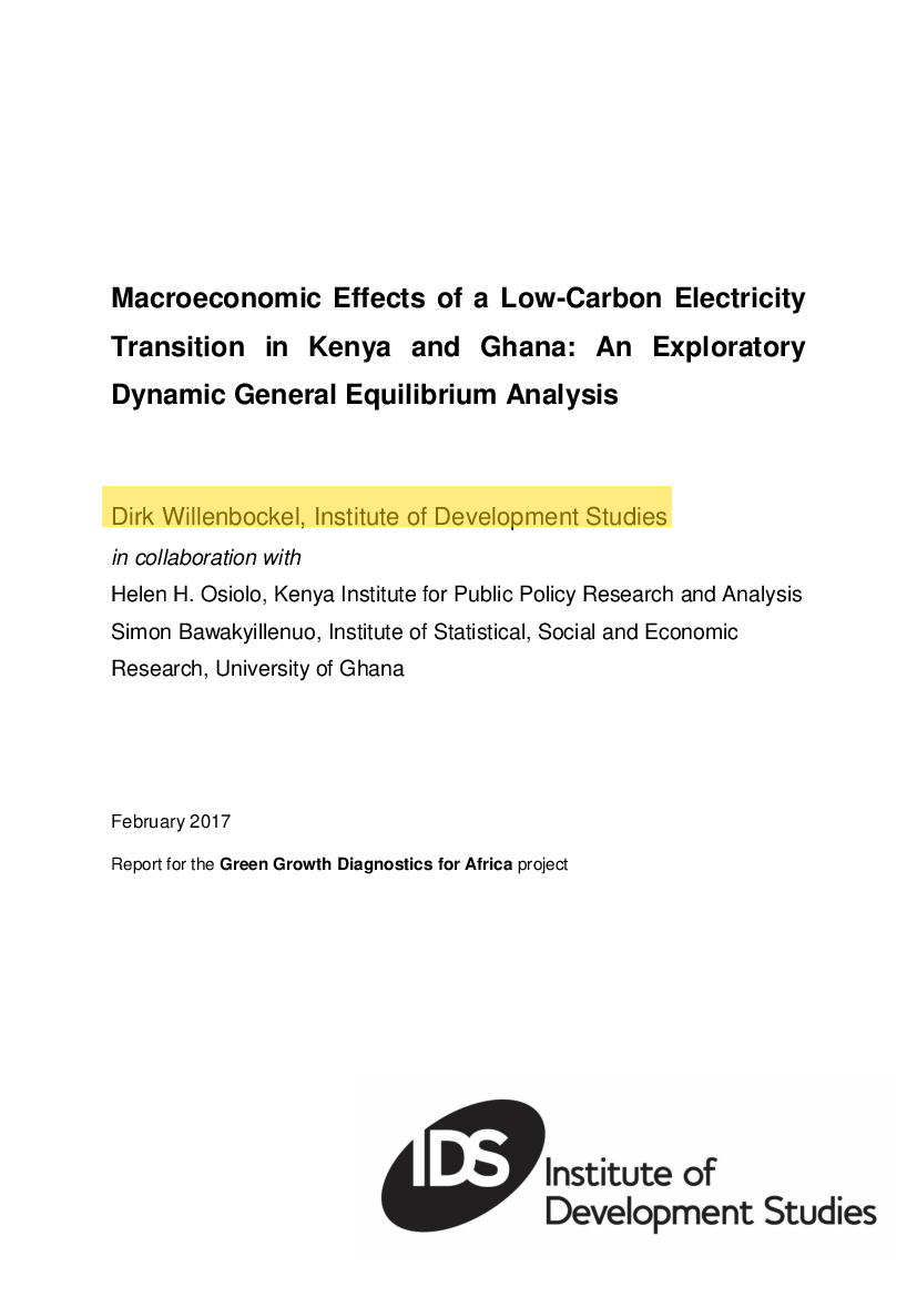 Macroeconomic Effects of a Low-Carbon Electricity Transition in Kenya ...
