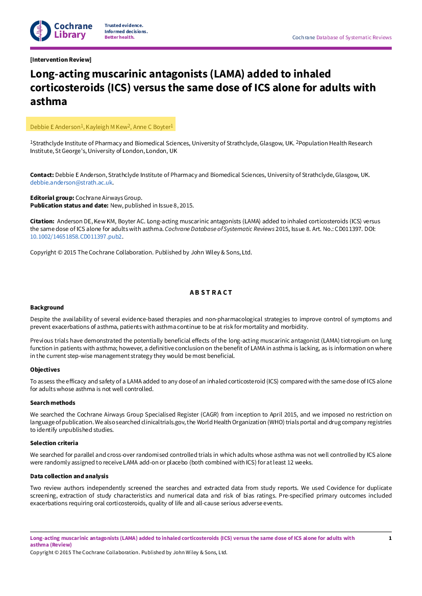 Longacting muscarinic antagonists (LAMA) added to inhaled ...